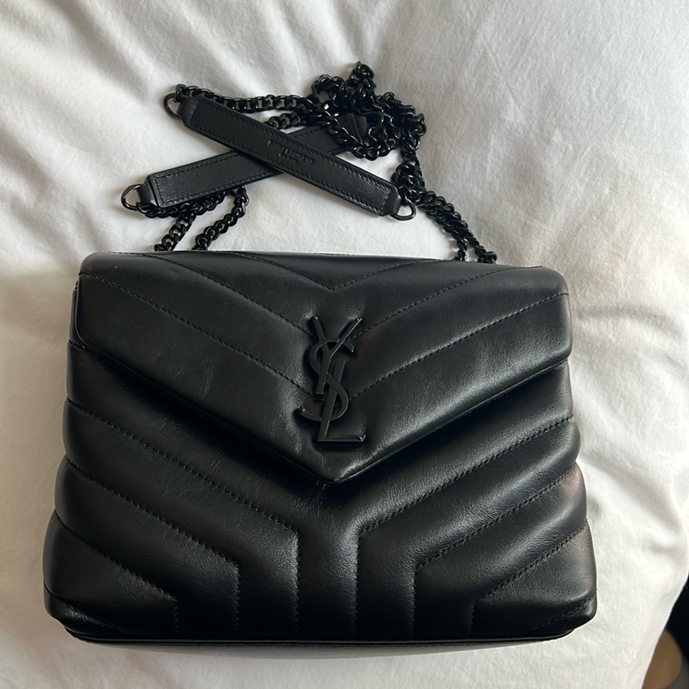 Ysl Loulou Small Black On Black Leather - Gem